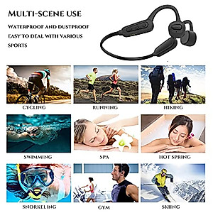 LeBoomon Waterproof Bone Conduction Headphones Wireless Bluetooth 5.0 Built-in 16G Mp3 Player IP68 Waterproof Swimming Headset with Mic for Running Swimming Cycling Gym