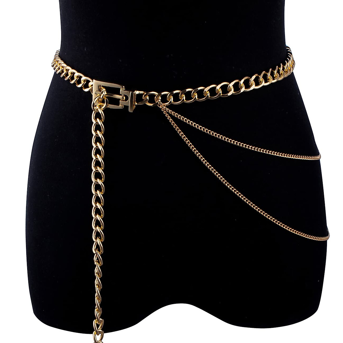 LOREMOW 2 Pcs Waist Chain Belt for Women Metal Belly Waist Chain Chunky Belt Chain Multilayer Chain for Dress Jeans G120