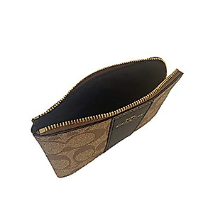 Coach Signature PVC Leather Corner Zip Wristlet F58035 - Khaki/Black, Small