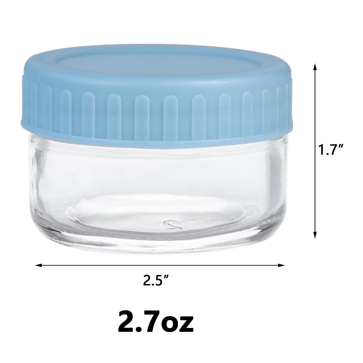 FEOOWV 6pcs Salad Dressing container, Glass Small condiment with Lids-DippingSauce Cups Set-Leakproof Reusable with Lid Small Jars Lunch Box Accessories (2.7oz/80ml)