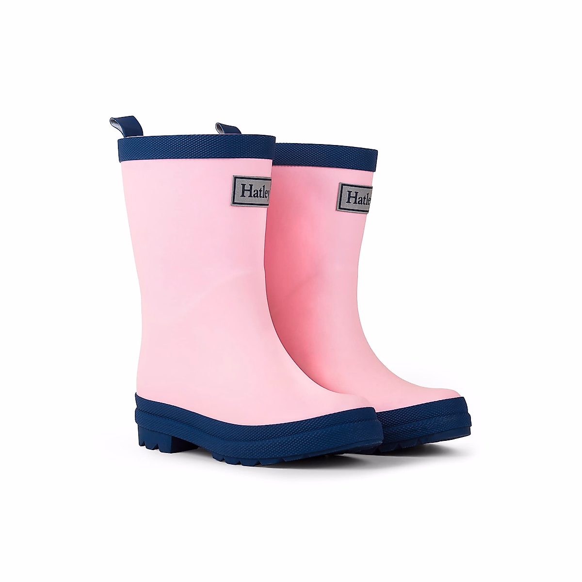 Hatley Unisex Kid's Solid Rain Boots, Pink & Navy, 11 Little Kid