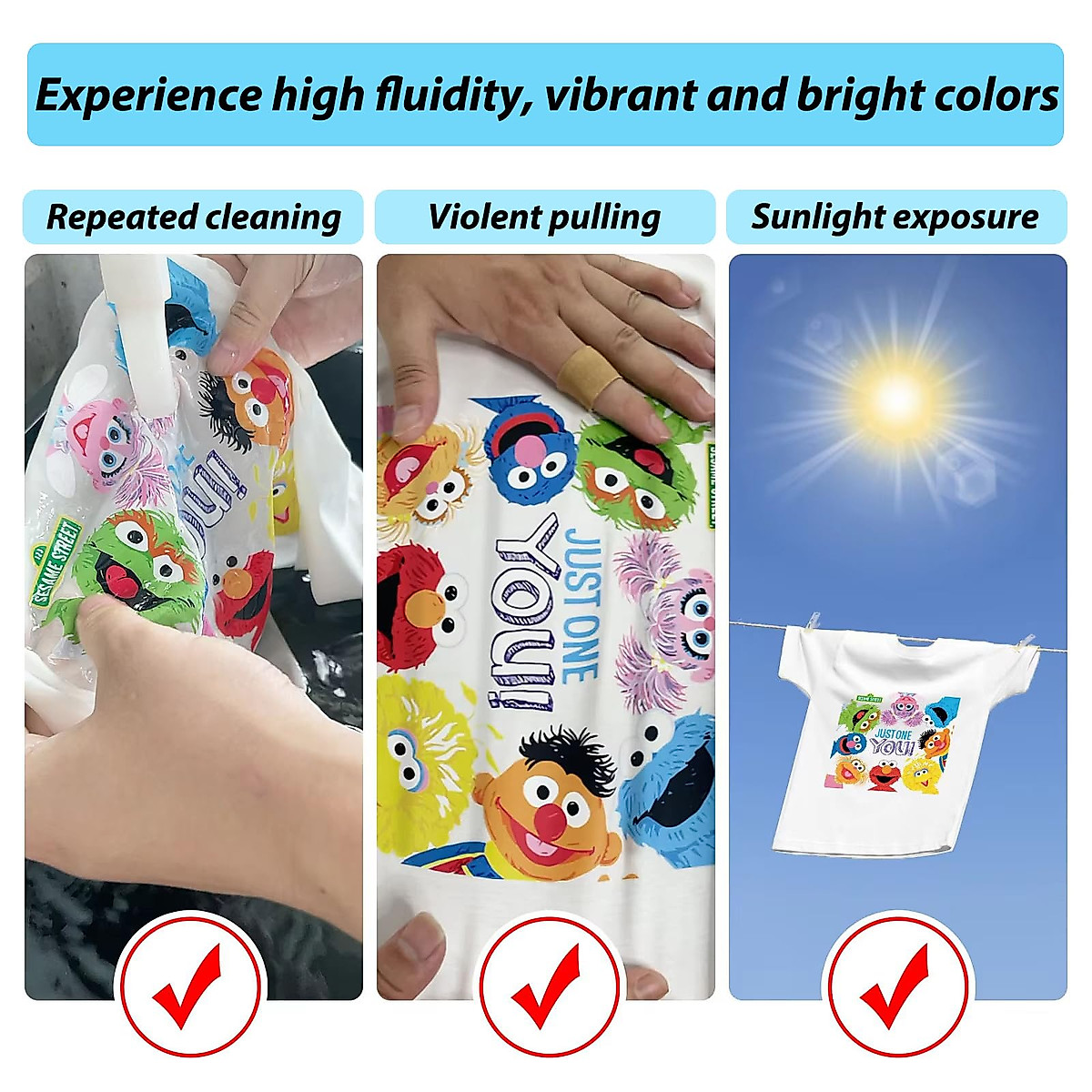 Kminoteh DTF Ink 600ML DTF Transfer Ink for PET Film, Premium Pigment Ink Refill for ET-8550 XP15000 L800 L805 R1800 R2400 Printers, High Fluidity & Coverage (100ML*6, 2W+BKCMY)