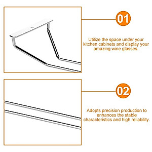 DOITOOL Stainless Shelf Wire Hanging Wine Glass Rack: 2pcs Under Cabinet Wine Glasses Holder Stemware Storage Hanger Organizer for Kitchen Cabinet Bar Metal Clothing Rack