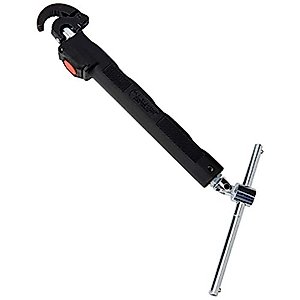 RIDGID 46753 Adjustable 10" to 17" Telescoping LED Lit Basin Pipe Wrench for Faucet Install and Repair in 1/2" to 1-1/4" Pipes, Black