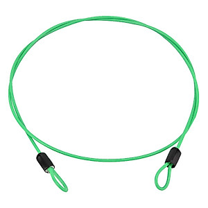 POCREATION Diameter 2mm Security Steel Lock Cable, Lock Wire with The Loops Used with Padlock or U Lock Length100cm / 39.4in Green Silver Black 1pc(Green)