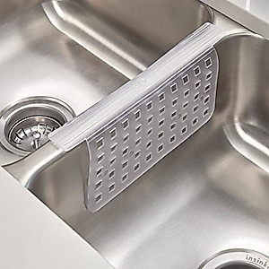 iDesign Euro Plastic Saddle, Glassware and Sink Protector for Kitchen, Bathroom Pots, Pans, Dishes, 11" x 12", Clear