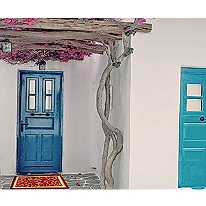 Stair Treads Non-Slip Landing Mat- Skid Resistant Rubber Back Landing Rug - Beautiful Design Landing Mat for Bottom of Stairs - Floormat - Doormat (20" x 30") Floral Red