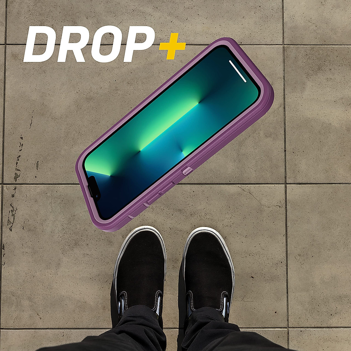 OtterBox iPhone 13 Pro Max & iPhone 12 Pro Max Defender Series Case - HAPPY PURPLE, rugged & durable, with port protection, includes holster clip kickstand