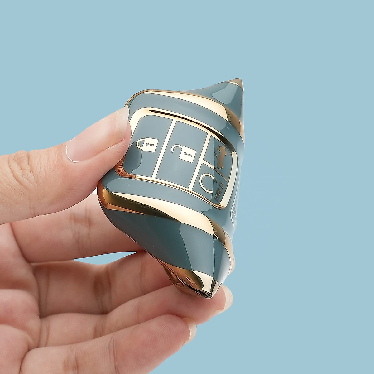 Bqepe for Honda Key Fob Cover Keychain Fit for,Accord Civic CRV Pilot Odyssey Passport Smart Remote Key,Smart Key Shell Case (Blue)