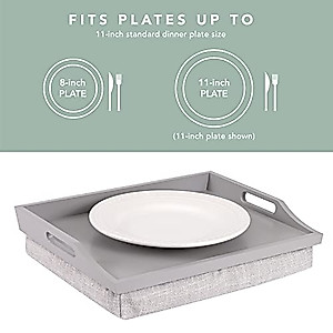 Rossie Home Wood Bed Tray Lap Desk with Detachable Cushion, Serving Tray - Calming Gray - Fits up to 15.6 Inch Laptops - Style No. 76105