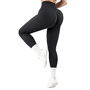 SUUKSESS Women Seamless Butt Lifting Leggings High Waisted Workout Yoga Pants (Black, M)
