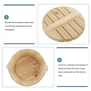 Cabilock Japanese Rice Bamboo Food Steamer Wooden Sushi Rice Bowl Hangiri Sushi Oke Sushi Rice Mixing Tub Bamboo Steamer Basket for Restaurant Home Kitchen Dumpling Steamer Basket Rice Container
