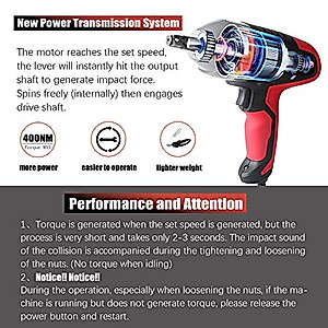 GETUHAND Electric Impact Wrench 1/2 Inch & 12 Volt 400N.M 300ft-lbs Max Torque with 1/2" Strong Square Drive, Portable Car Impact Wrench Kit with Sockets and Carry Case