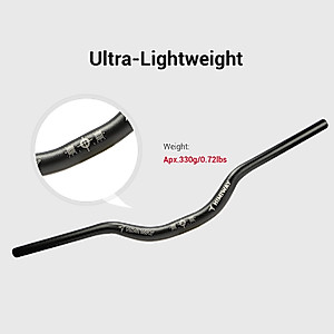Himiway Mountain Bike Handlebars, Aluminum Alloy MTB Riser Bars Handlebar Rise 30mm Diameter 31.8mm Length 780mm Extra Long Black Bicycle Handlebar for Most MTB, Road Bike