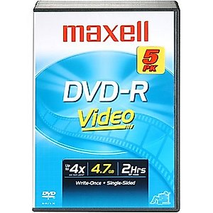 Maxell MXL-DVD-R/5V Write-Once DVD-R with Library Case