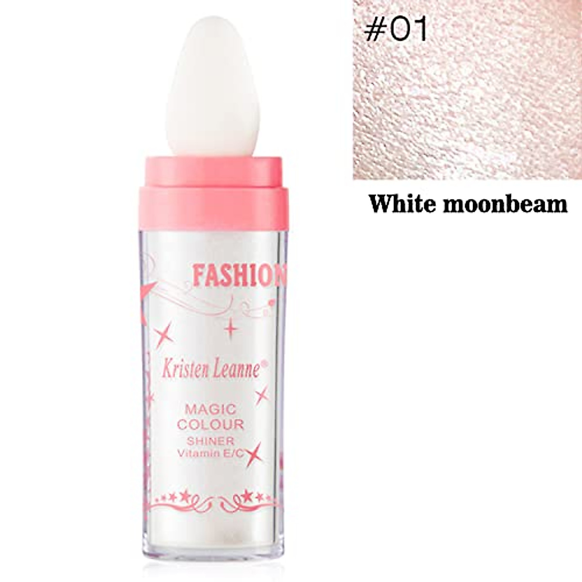 Polvo De Hadas Highlighter Makeup Powder，White Highlighter Makeup,the Natural Three-dimensional Face Glitter Blusher,Inner Corner Eye Highlighter for Women's Day Gift （01 White moonbeam)