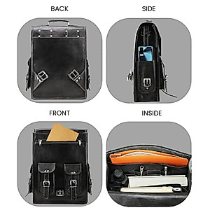 Handmade World Black Vintage Leather Backpack Laptop Messenger Bag Rucksack Sling for Men and Women (12" x 16")