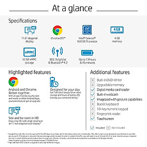 2019 HP Chromebook X360 Convertible 11.6” HD Touchscreen 2-in-1 Tablet Laptop Computer, Intel Celeron N3350 up to 2.4GHz, 4GB DDR4 RAM, 32GB eMMC, 802.11AC WiFi, Bluetooth 4.2, USB 3.1, Chrome OS