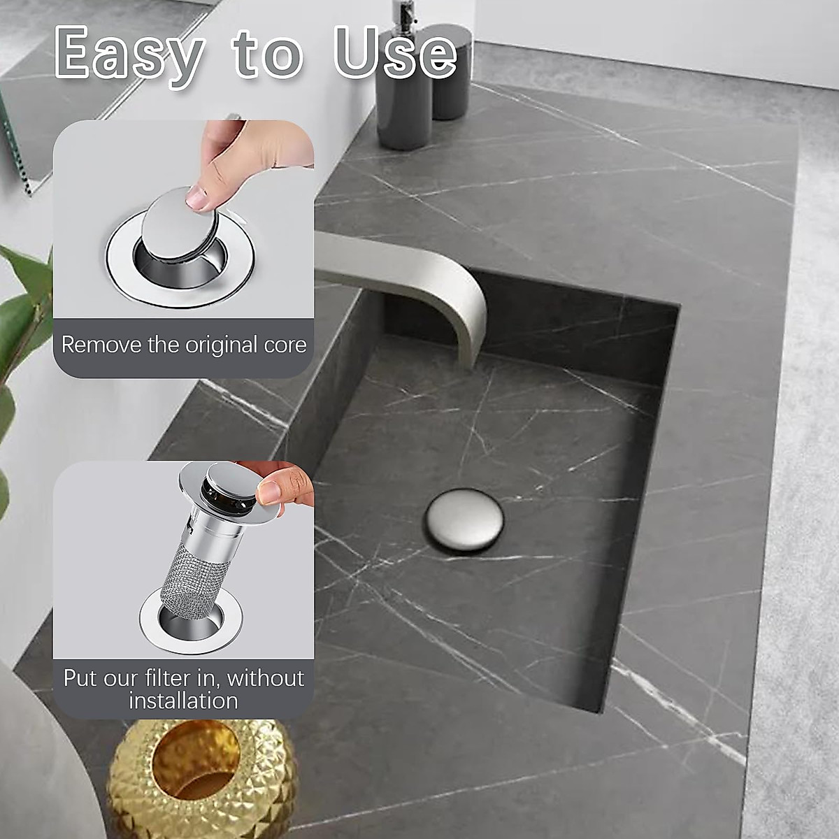 NAWTOR 2Pcs Sink Drain Strainer, Shower Strainer Drain Hair Catcher Floor Drain Filter Stainless Steel Drainer Filter Used to Prevent Clogging of Kitchen Sinks