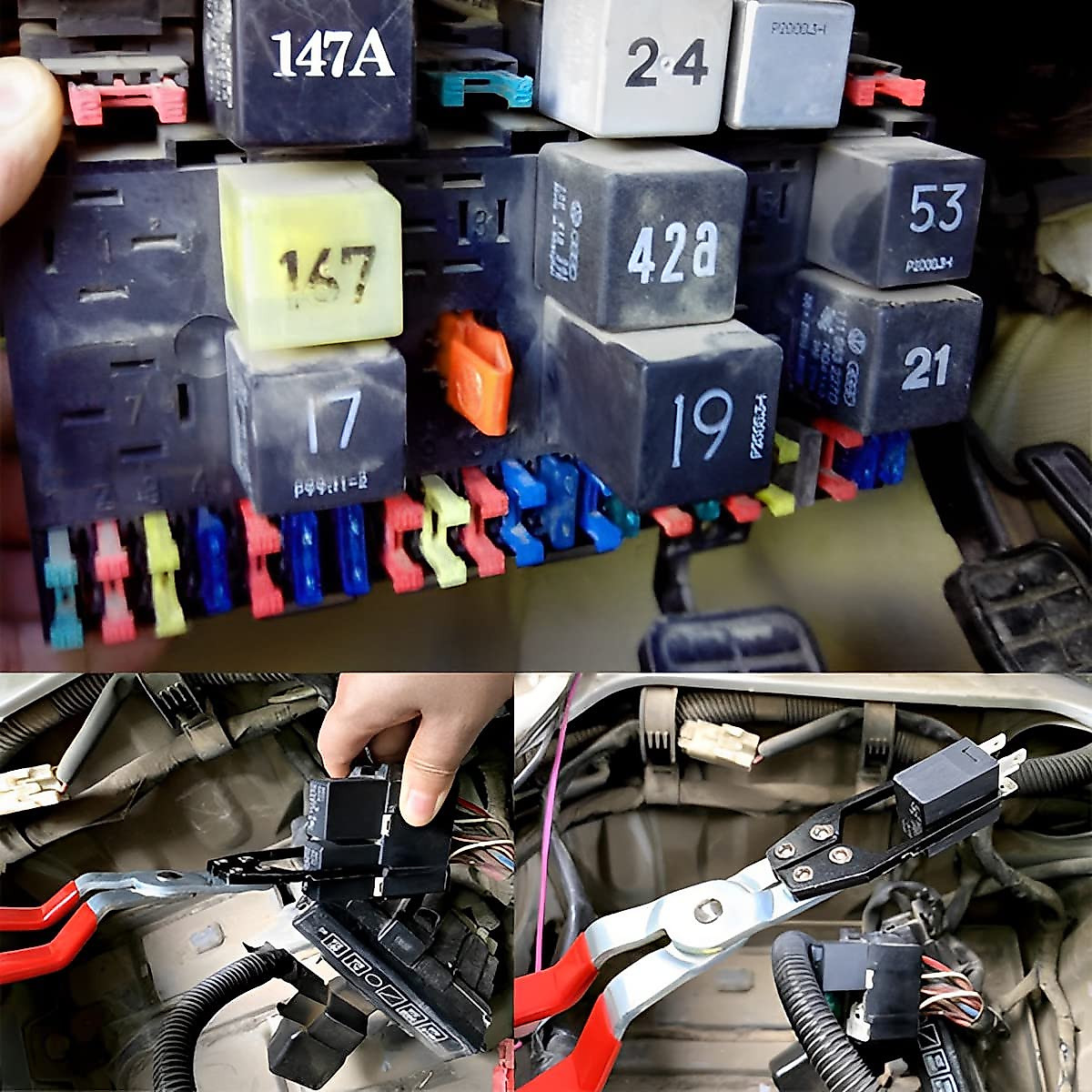 Relay Puller Pliers, Car Relay Disassembly Clamp, Battery Terminal Fuse Extraction Remover Tool, Metal Steel Automotive Pliers, Universal Vehicle Repair Accessories