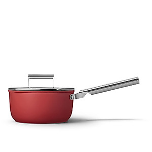 SMEG 8PC Non Stick Cookware Set, Red 9.5" Frypan, 11" Frypan, 3.5 QT Saucepan with Lid, 5 QT Casserole pan with Lid 4 QT Deep Pan with Lid