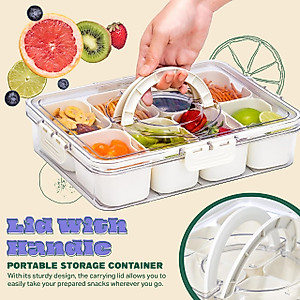 Snackle Box Container, Divided Serving Tray With Lid for Snack, Fruit Storage Containers for Fridge, You Can Use Snack Containers for Charcuterie - Fruit Tray for Picnic, 8 Compartment Snack Box