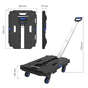 Platform Truck Heavy Platform Truck Pp Platform Hand Truck Load 300lbs Folding Push Cart Aluminum Moving Dolly Cart Portable Flatbed Cart Reliable