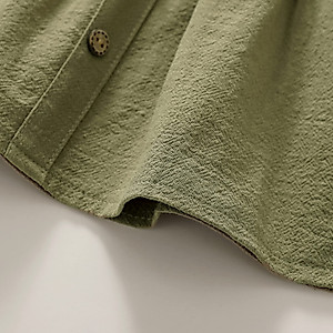 Happy Town Toddler Girl Fall Dress Long Sleeve Play Wear Dress Baby Solid Color Casual Clothes (Green, 3-4 T)