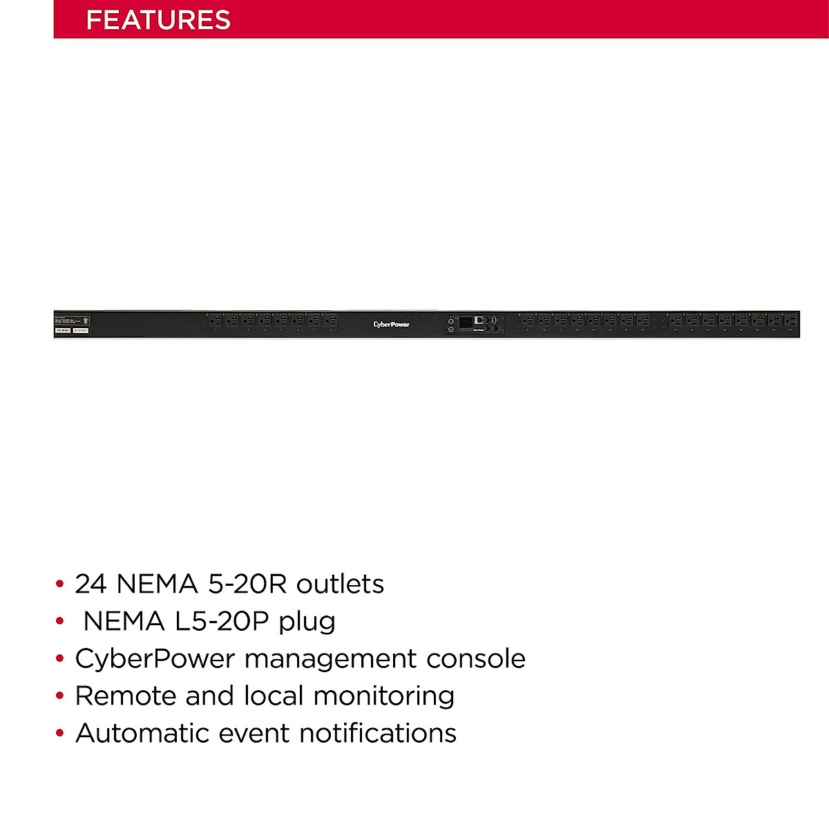 CyberPower PDU41101 Switched PDU, 100-120V, 20A (Derated to 16A), 24 Outlets, 0U Rackmount
