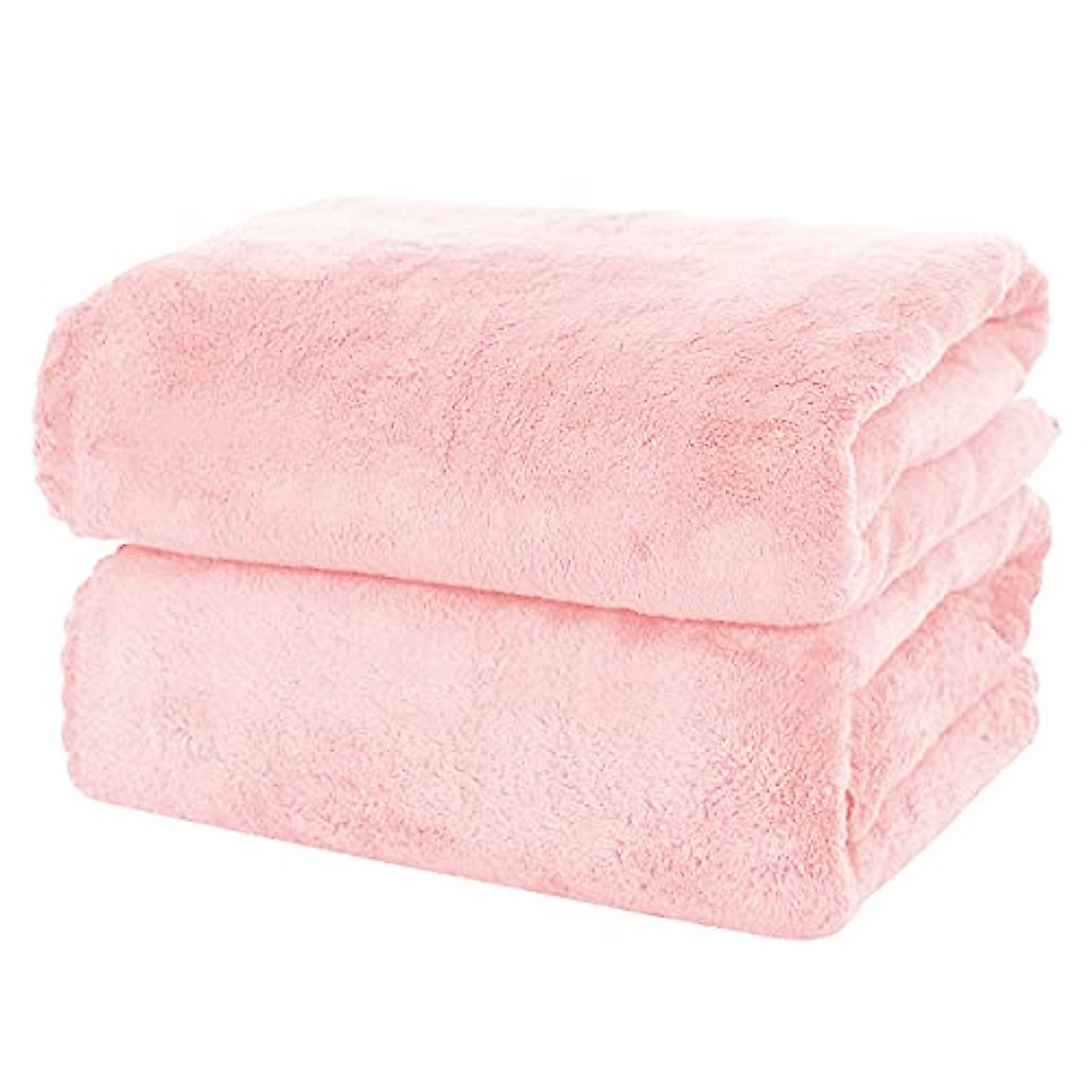 MOONQUEEN 2 Pack Premium Bath Towel Set - Quick Drying - Microfiber Coral Velvet Highly Absorbent Towels - Multipurpose Use as Bath Fitness, Bathroom, Shower, Sports, Yoga Towel (Pink)