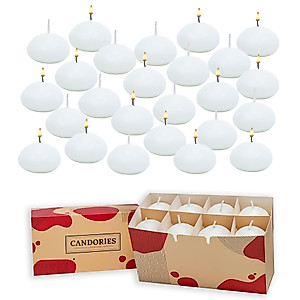 24 Pcs Floating Candles - 5 Hours Burning, Unscented Flameless Dripless Floating Candles | Centerpieces for Weddings, Special Occasions and Home Decorations 1.7 Inch (White 24 Pcs)