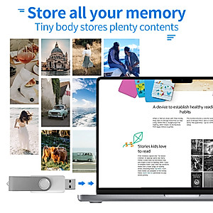 ERKE 1GB USB 2.0 Flash Drive 5 Pack Portable Thumb Drives Swivel Jump Drive Zip Drive Memory Sticks with Type-C/Micro USB Adapter for PC/Laptop