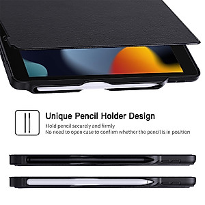 ZtotopCases for iPad 9th/8th/7th Generation 10.2 Inch, [5 Magnetic Stand Angles + Pencil Holder + Highly Shockproof +Auto Wake/Sleep], Premium PU Leather Cover for iPad 10.2 inch 2021/2020/2019, Black