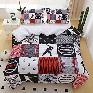Gusuhome Baseball Comforter Set Full Size 3D Softball Sports Bedding Set for Boys Kids 3 Piece Microfiber Comforter All Season