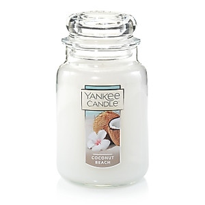 Yankee Candle Coconut Beach Scented, Classic 22oz Large Jar Single Wick Candle, Over 110 Hours of Burn Time, Ideal for Gift-Giving, Special Occasions