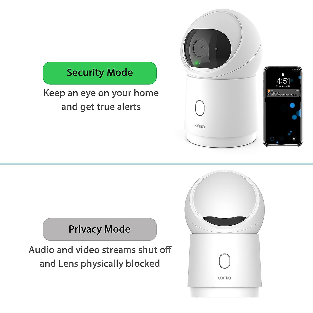 2K Pet Dog Monitor Camera with App, Kamia 4MP ProHD Indoor Security Camera, Panoramic Motion Tracking & Alert, Works with Alexa & Google Home, IR Night Vision, 2-Way Audio, Pan & Tilt, No Subscription