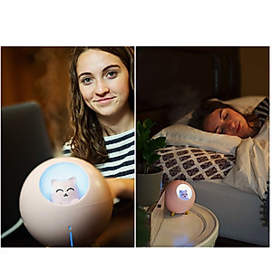 Upgraded Ultrasonic Ultra-Quiet 220ml USB Cute Cool Mist Mini Humidifier, for Kids Baby Nursery Bedroom, 7-Color Lights 2 Mist Mode Auto Shutoff Whisper Silent Small Humidifier (Small, Pink)