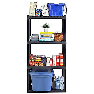 Koolatron Oskar 4-Tier Storage Shelf, Heavy Duty Shelving Unit, 400lbs(14 x 30 x 57 inch), Multipurpose Organizer for Garage, Laundry Room, Utility Shed, Made in North America, Black