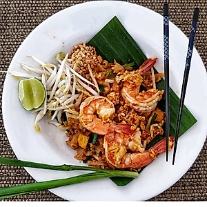 Black and Blue Bamboo Chopsticks with Rest, Reusable Chopstick Set for Sushi, Ramen, and Noodles, Japanese Kitchen Supplies, 9.75 Inches