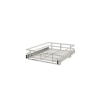 Pull Out Cabinet Organizer - Slide Out Under Cabinet Basket for Kitchen, Bathroom, Pantry Heavy Duty Slide Out Shelves, Requires At Least 18” Cabinet Opening (17.6W x 22D x 5.5H inch, Chrome)