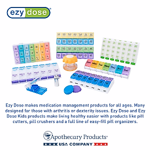 EZY DOSE Weekly (7-Day) Pill Case, Medicine Planner, Vitamin Organizer Box, Convenient and Easy to Use, Medium Compartments, Travel Friendly, Blue, BPA Free