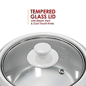 Elite Gourmet Elite Cuisine ERC006 Electric Rice Cooker with Automatic Keep Warm Makes Soups, Stews, Grains, Hot Cereals, White, 6 Cups Cooked (3 Cups Uncooked