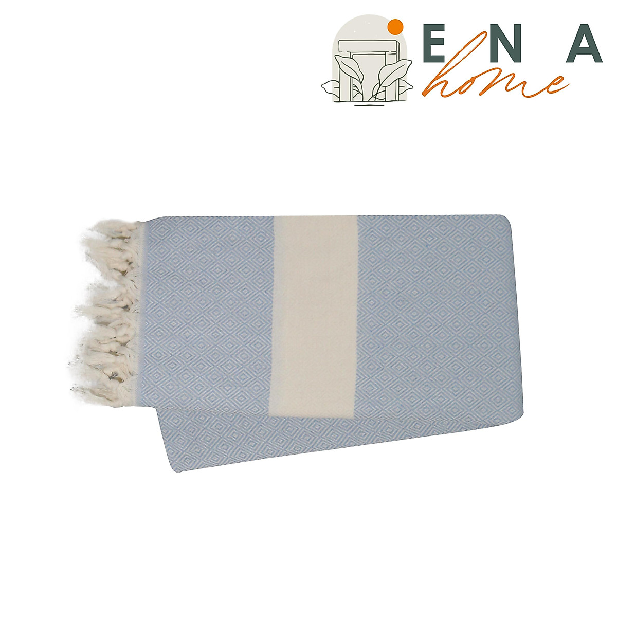ENA HOME Turkish Beach Towel - 100% Cotton Peshtemal Towel Blanket - 39x71 Extra Large Wearable Turkish Towel for Beach, Sauna, Bath, Pool - Quick Dry - Highly Absorbent Sand Free (Baby Blue)