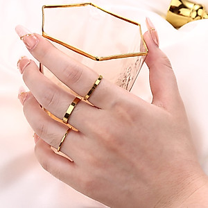 Diamday 1mm 14K Gold Filled Rings for Women High Polish Gold Engagement Rings Wedding Band Ring for Women Men Gold Stackable Band Thumb Pointer Finger Ring Comfort Size 9