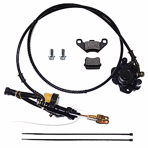 PRO BAT Rear Hydraulic Brake Assembly Caliper Master Cylinder Kit + Disc Brake Rotor + Brake Pad for Go Kart Golf Cart ATV Buggy Coolster Taotao 50cc 150cc 200cc 250cc (Black)