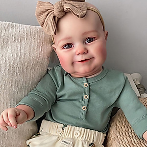 TERABITHIA 24 Inches Real Baby Size Lifelike Smile Silicone Vinyl Limbs Reborn Baby Doll with Soft Body Realistic Newborn Toddler Girl Dolls Look Real