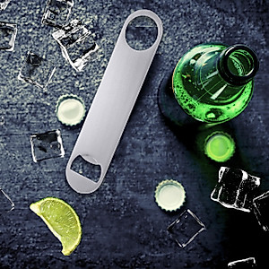 OGGI Bar Blade Bottle Opener Stainless Steel, Bartender Bottle Opener, Solid Bottle Cap Opener, Heavy Duty Beer Opener, 7" / 18cm