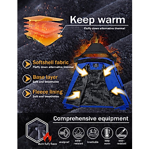 Mens Ski Jacket Fleece Jacket Snow Jacket Skiing Jacket Men Winter Coats for Men Snowboarding Jacket Waterproof Jacket US L=CN 3XL