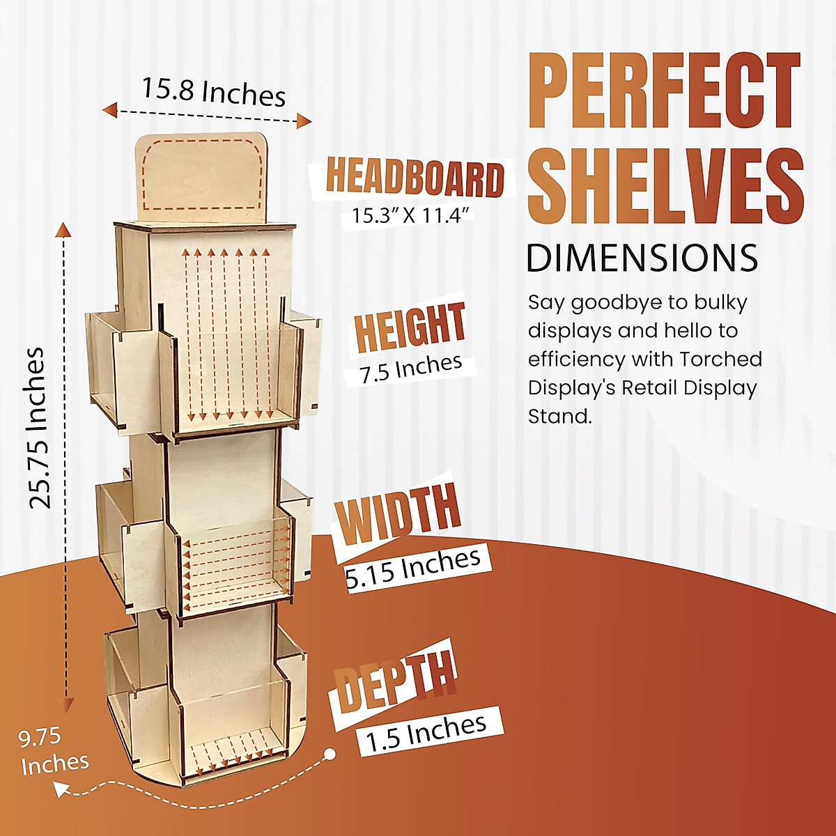 Rotating Greeting Card Display Stand, 3 Tier Wooden Organizer, 4-Sided Display Rack Spinning Multi-Pocket Display for Coasters, Stickers, Retail, Tradeshow - A4, A6, A7, 5"x7", 4 bar (Natural)