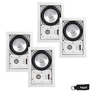 SpeakerCraft MT6 Three - in-Wall or Ceiling Speaker Includes White Grill - (Multipack of 2 Pair, 4 Speakers Total)